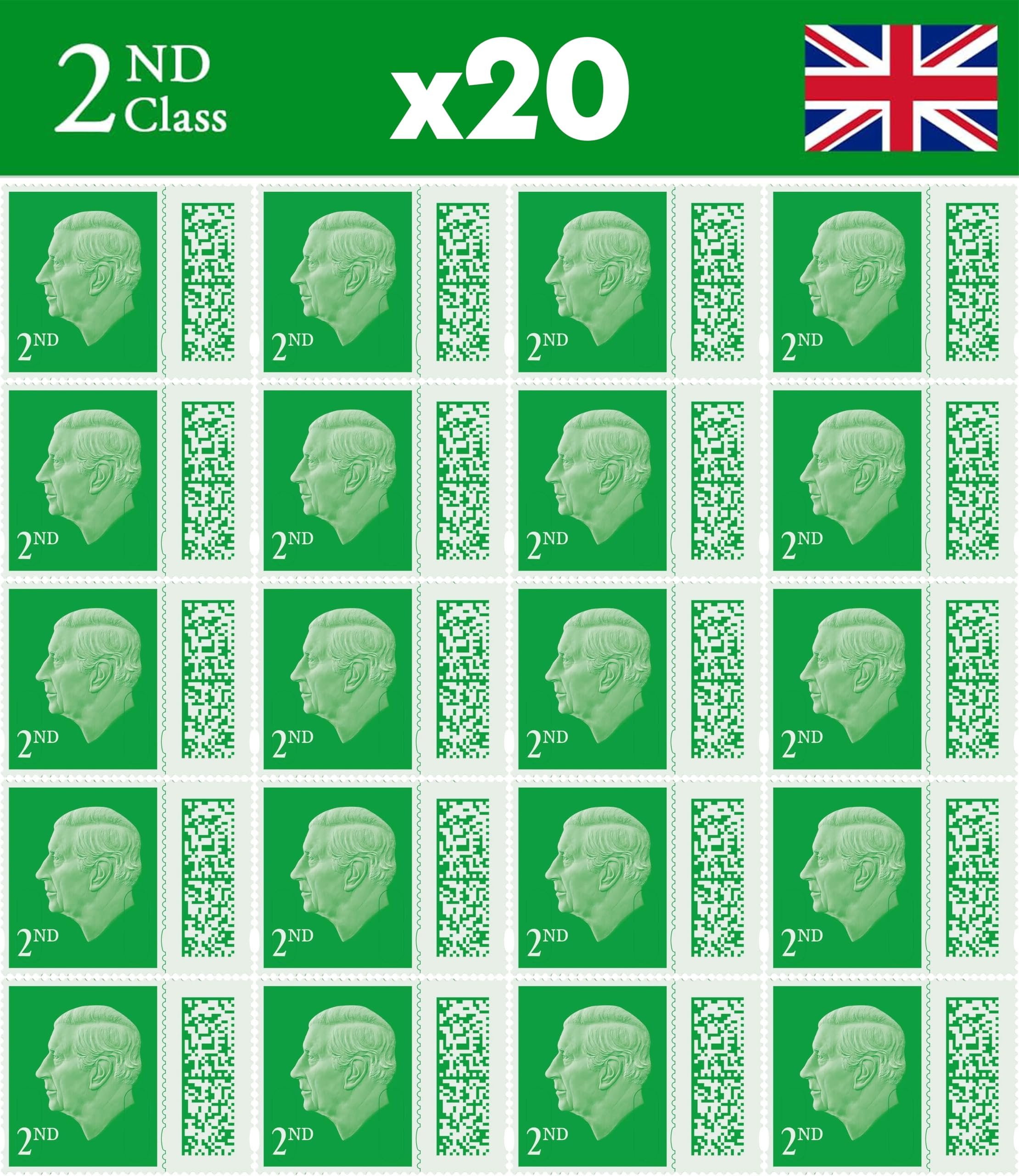 2nd Class Stamps (20 Pack) - 2nd Class Stamps - Barcoded Self Adhesive ...