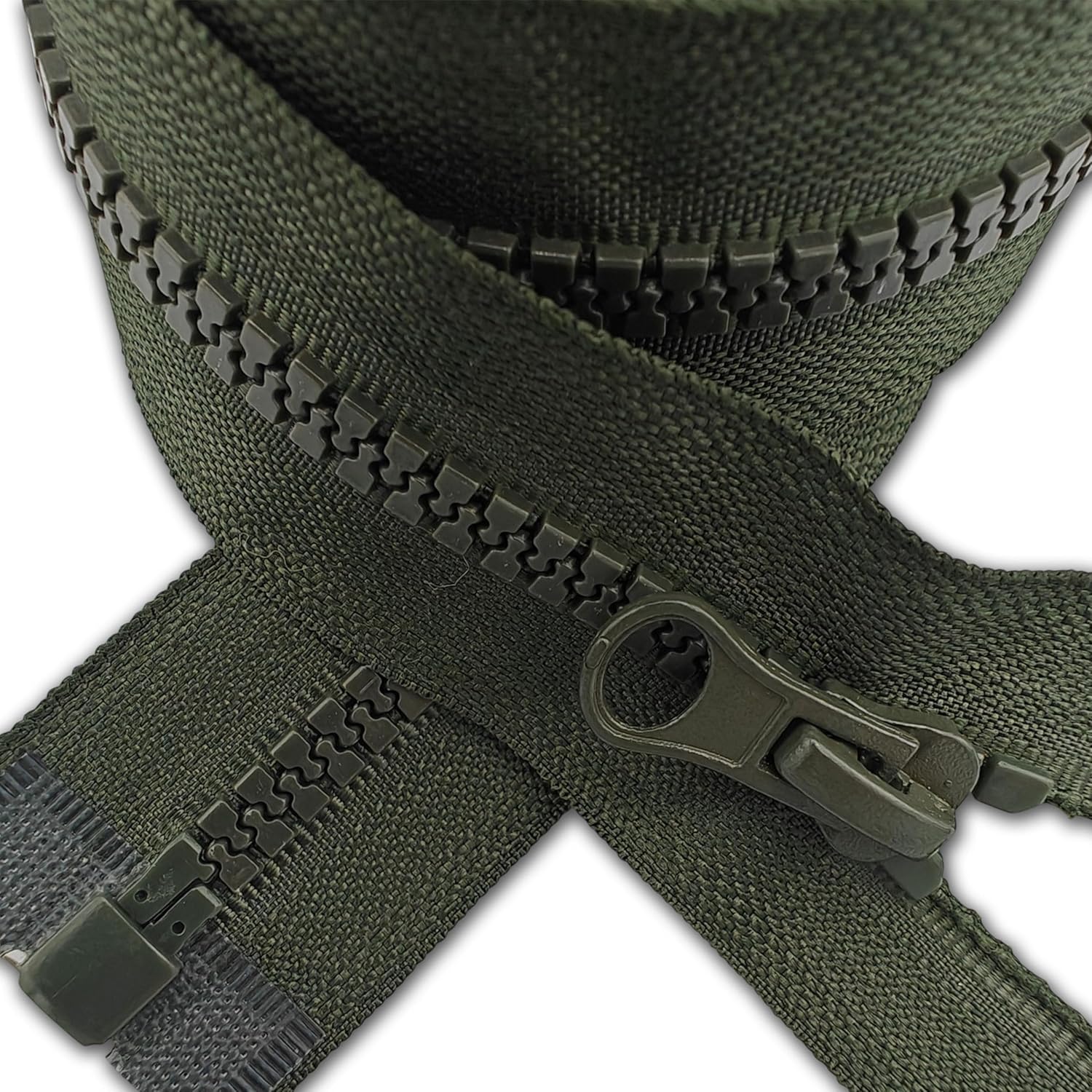 Dark Olive Green Resin Zip Size #5 One Way Chunky Zip Single Slider ...