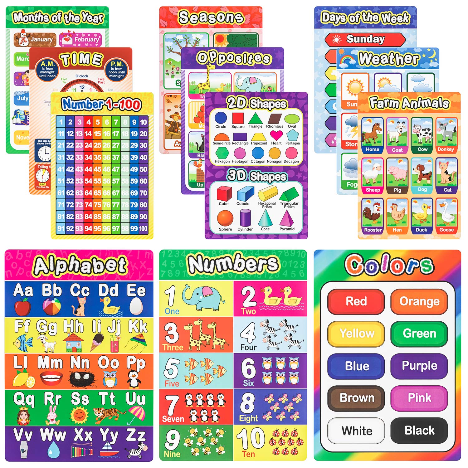 Buy Nicpro 12 Pack Alphabet Kid , Preschool Educational Wall s for ...