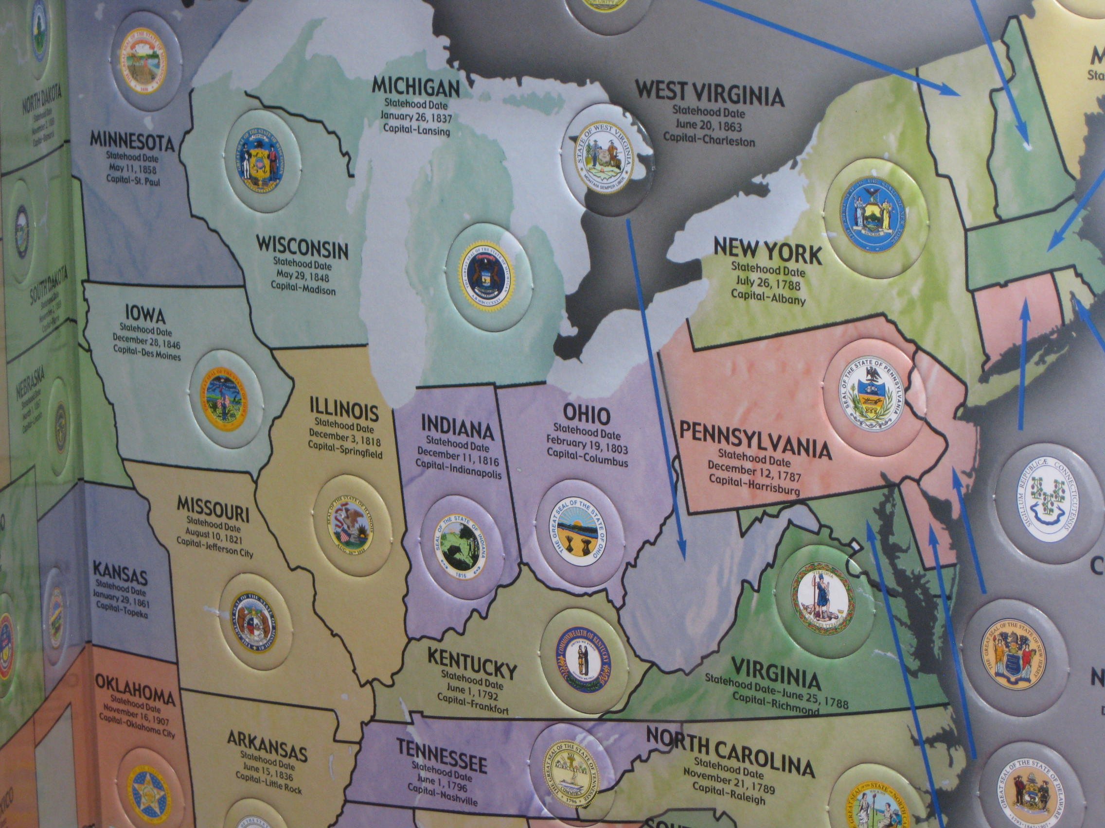 Snapklik.com : HE Harris US State Quarter Collectors Map