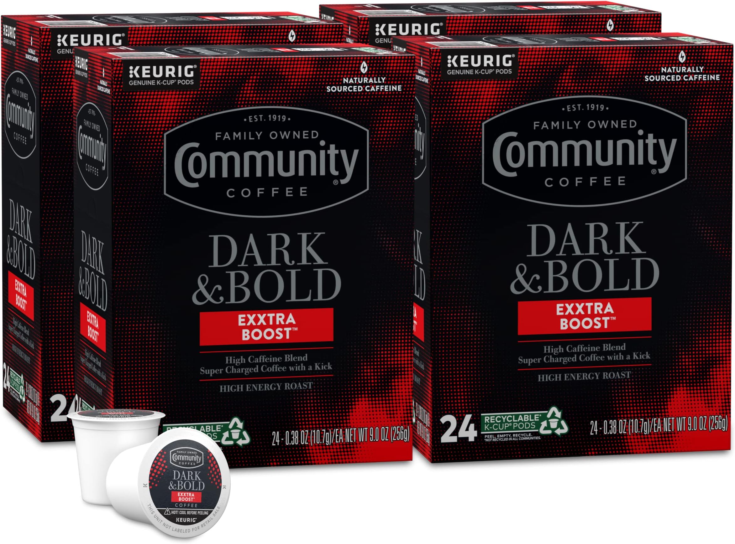 Amazon.com : Community Coffee Dark & Bold Exxtra Boost 96 Count Coffee ...
