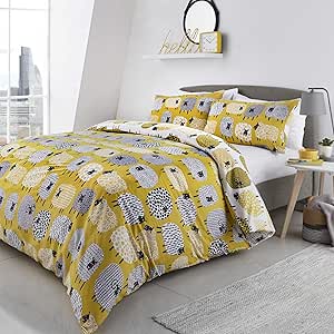 Fusion Dotty Sheep Print Reversible Duvet Cover Set, Ochre, King : Amazon.co.uk: Home & Kitchen