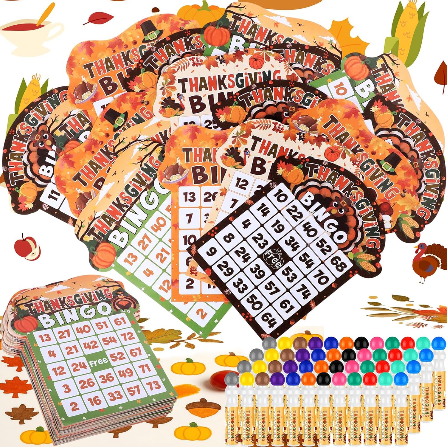 Amazon.com : Eersida 192 Pack Thanksgiving Bingo Game and 0.5 oz Dot ...