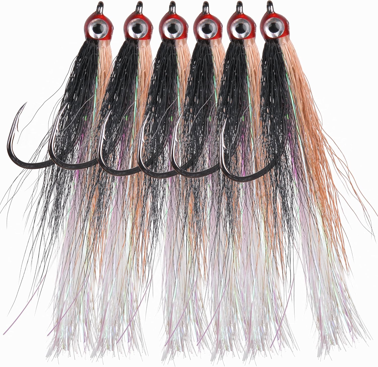 Amazon.com : Bucktail Teasers Fishing Hook - 6pcs Stainless Steel Hook ...