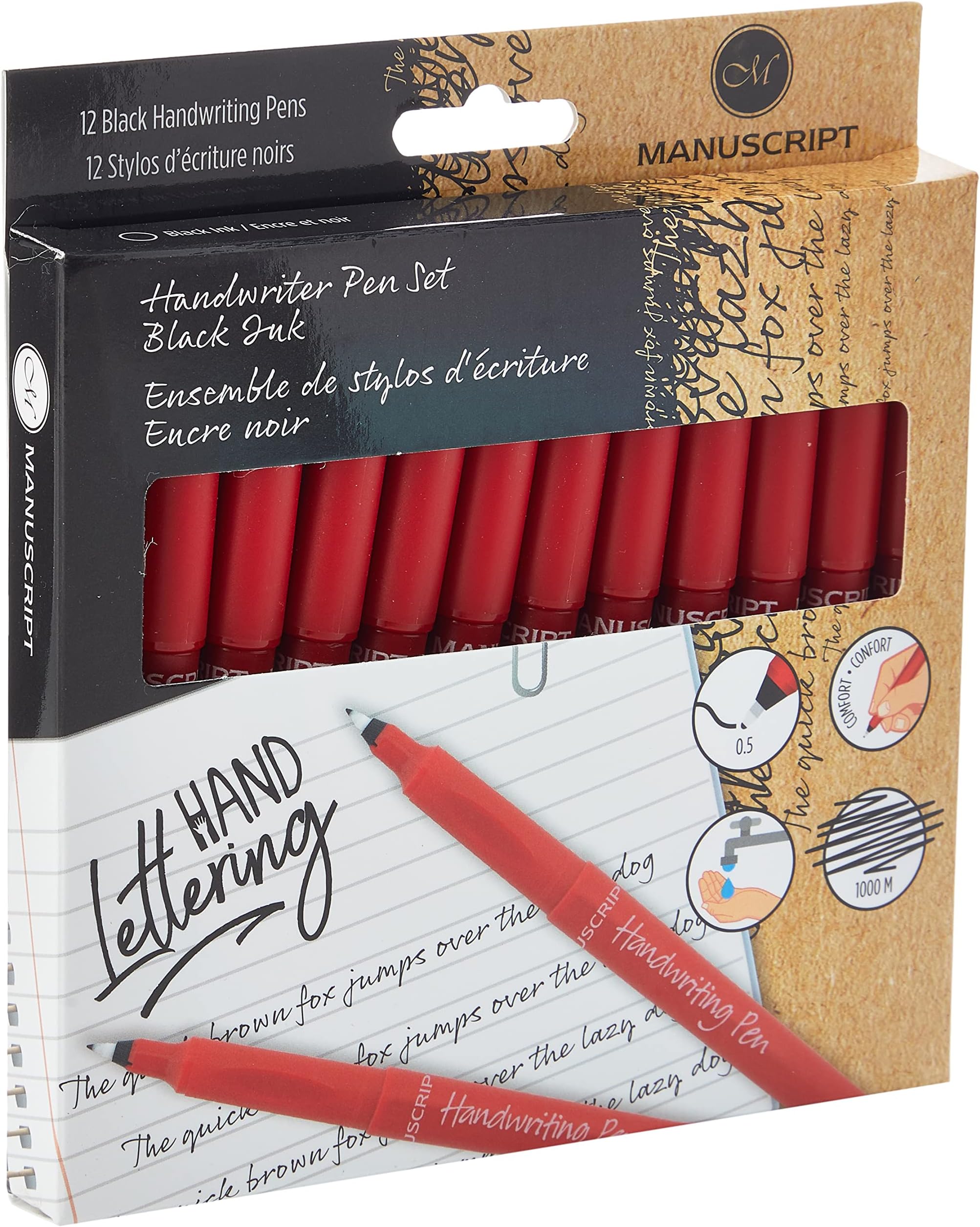 Manuscript Blue & Black Handwriting Pens With Comfort Grip (Pack of 4 ...