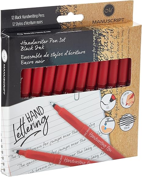 MANUSCRIPT Handwriting Pens Black - pack of 12 handwriters with black ...
