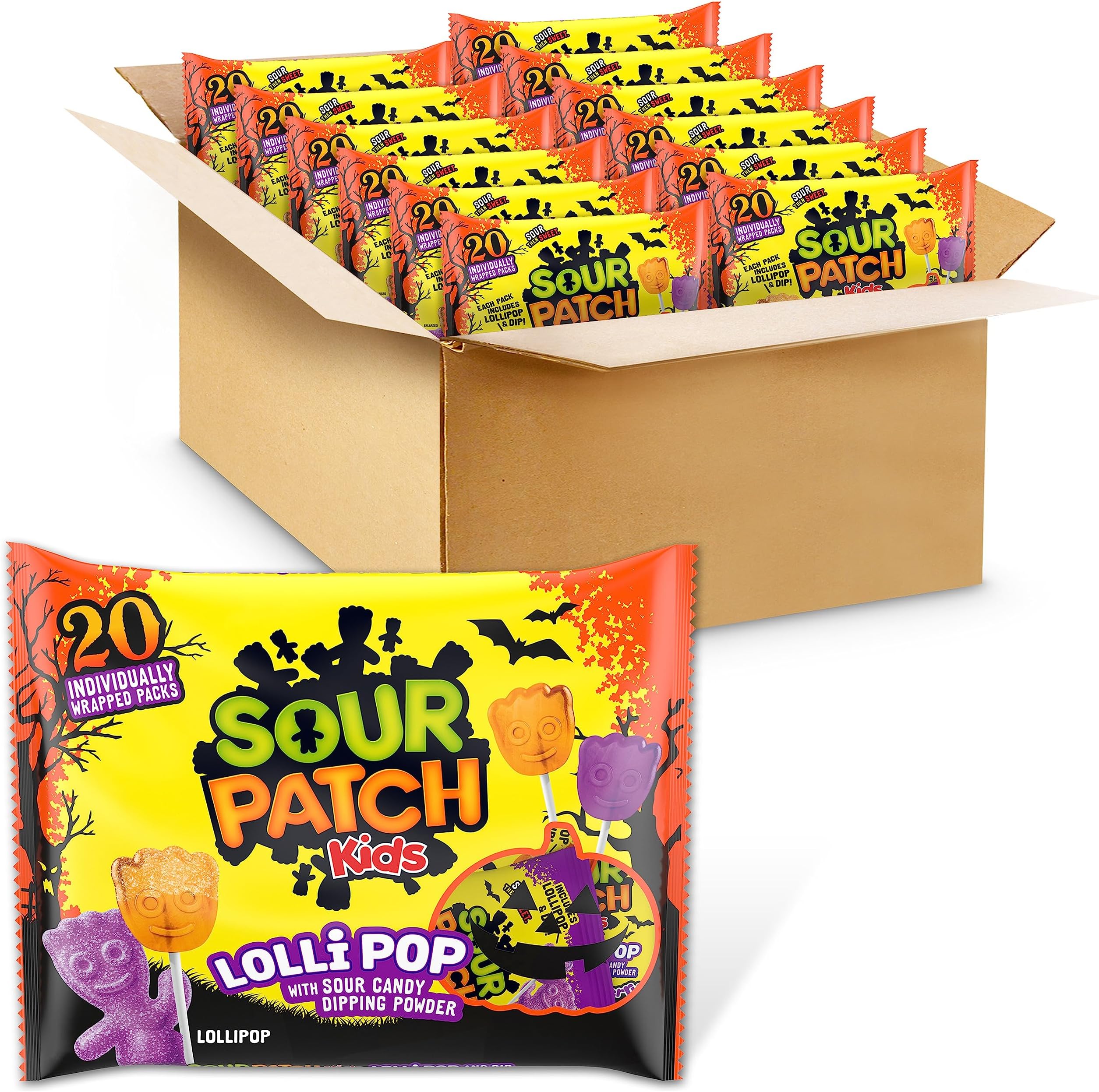 Amazon.com : SOUR PATCH KIDS Lollipop with Sour Candy Dipping Powder ...