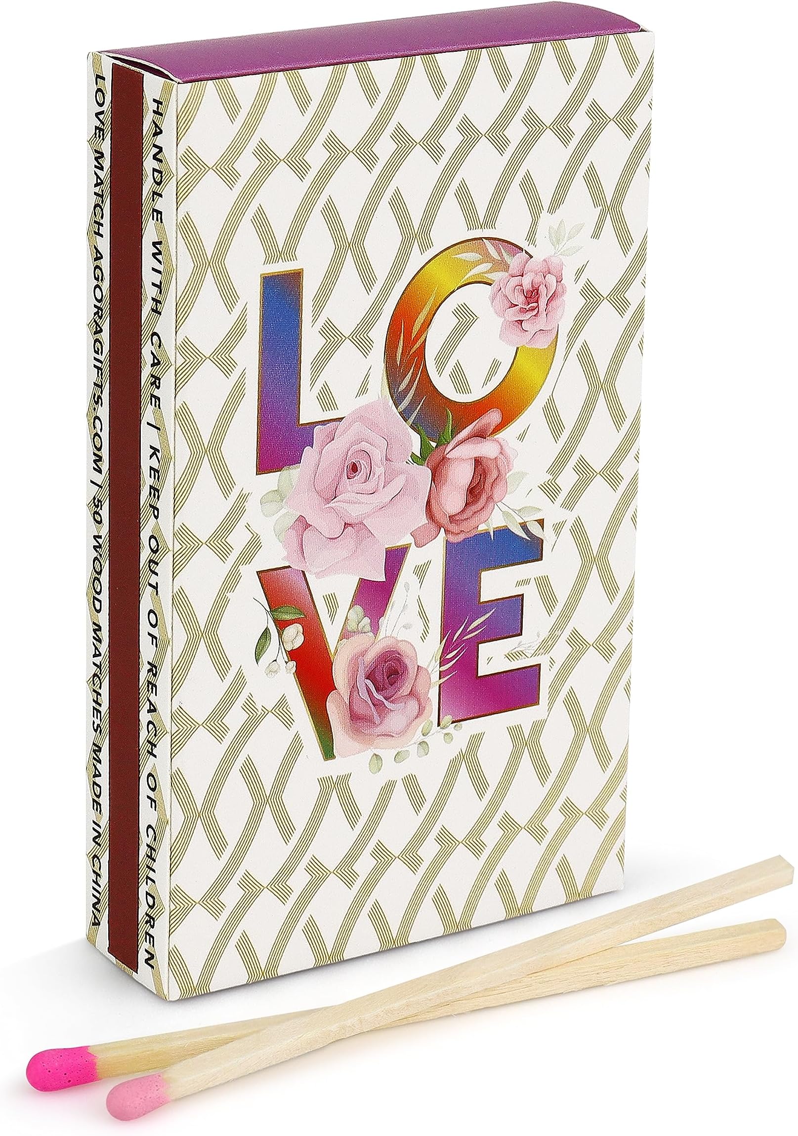 Amazon.com: Love Design Matches Box Contains 50 Wooden Matchsticks 4 ...