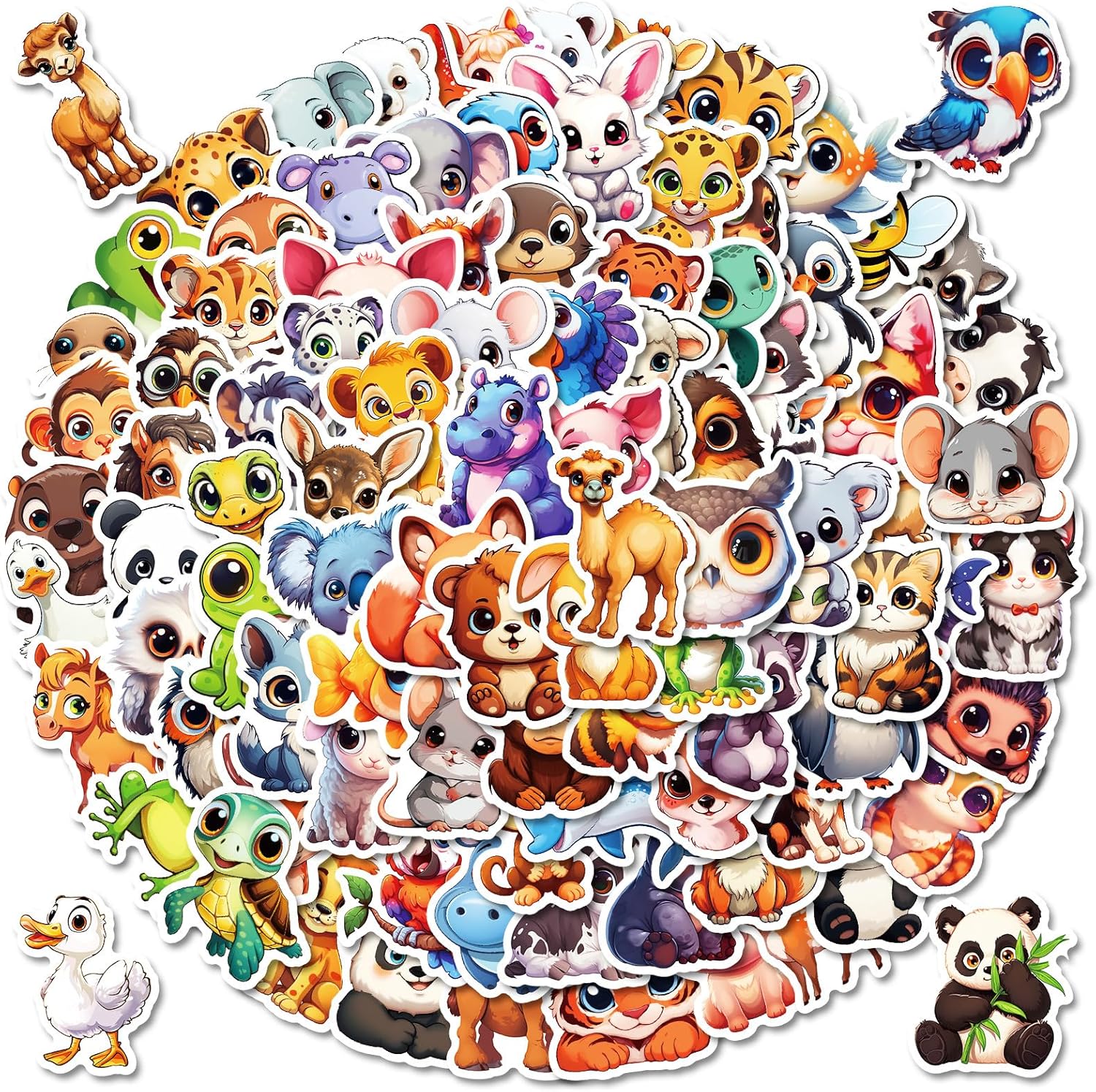 Amazon.com: 100pcs Cute Animal Stickers for Kids, Cartoon Animal ...