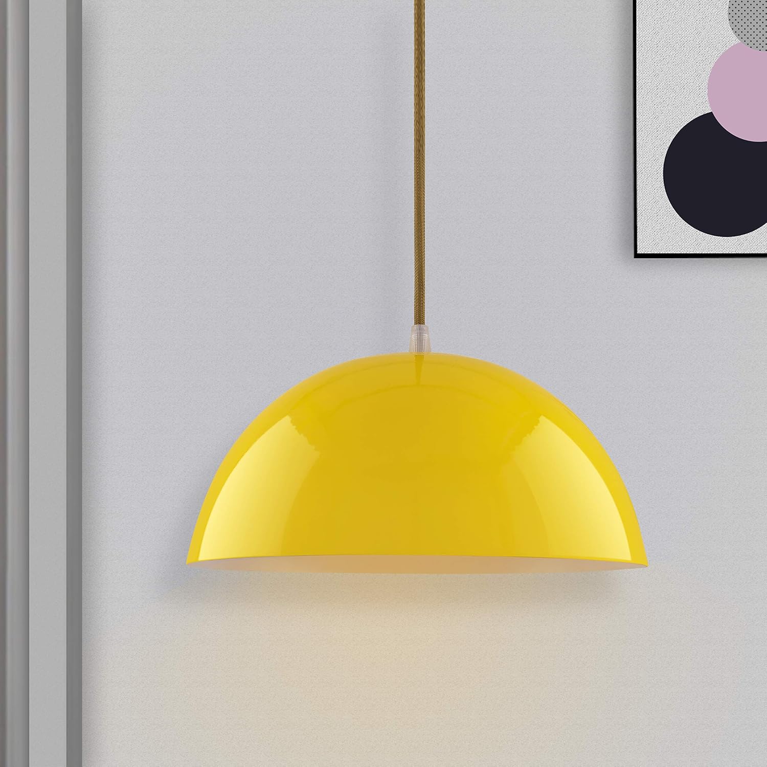 Buy HomesakeMetallic Yellow Glossy Pendant Hanging Light, Hanging lamp ...
