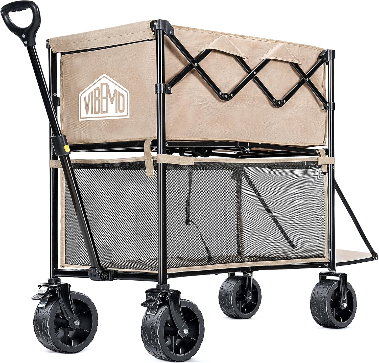 Amazon.com: Vibemo Foldable Double Decker Wagon, 400L Heavy Duty Garden ...