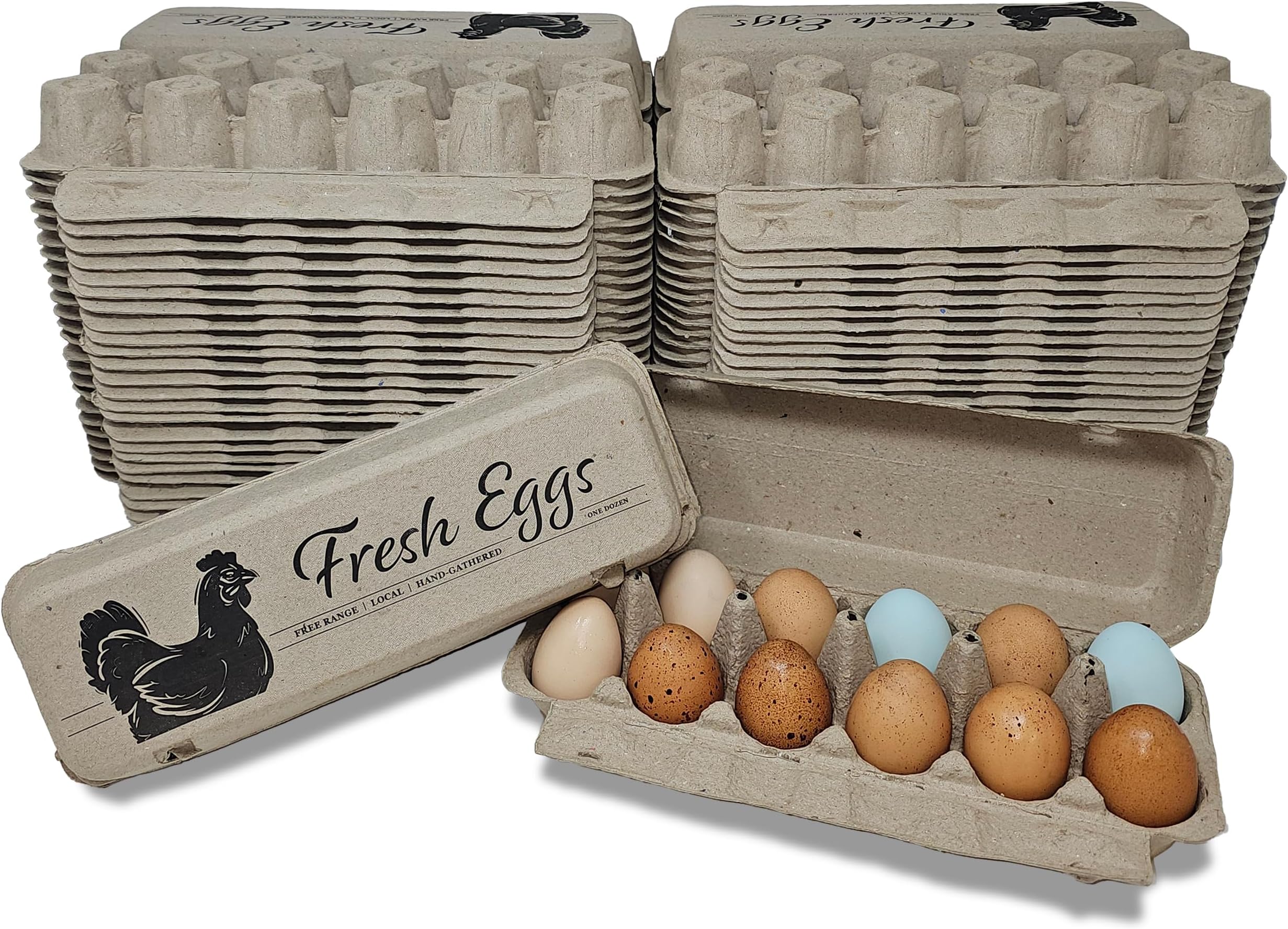 Amazon.com: Pecking Order Fresh Eggs Flat Top Paper Egg Cartons - 50 ...