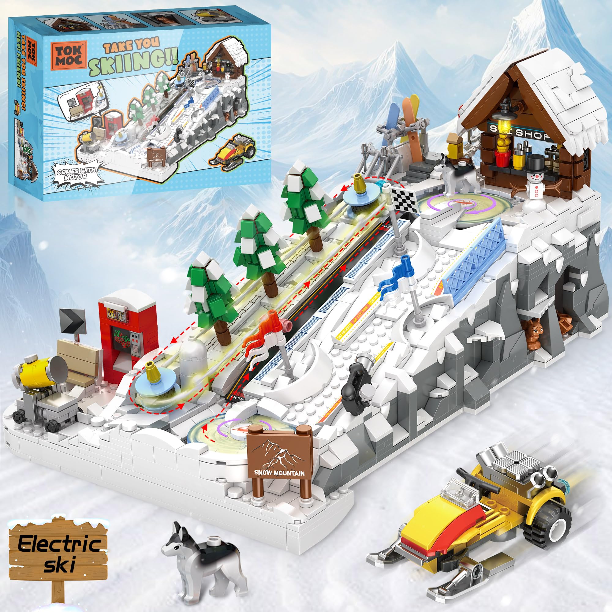 Amazon.com: Ski Slope Building Block Sets for Adults, Ski Resort ...