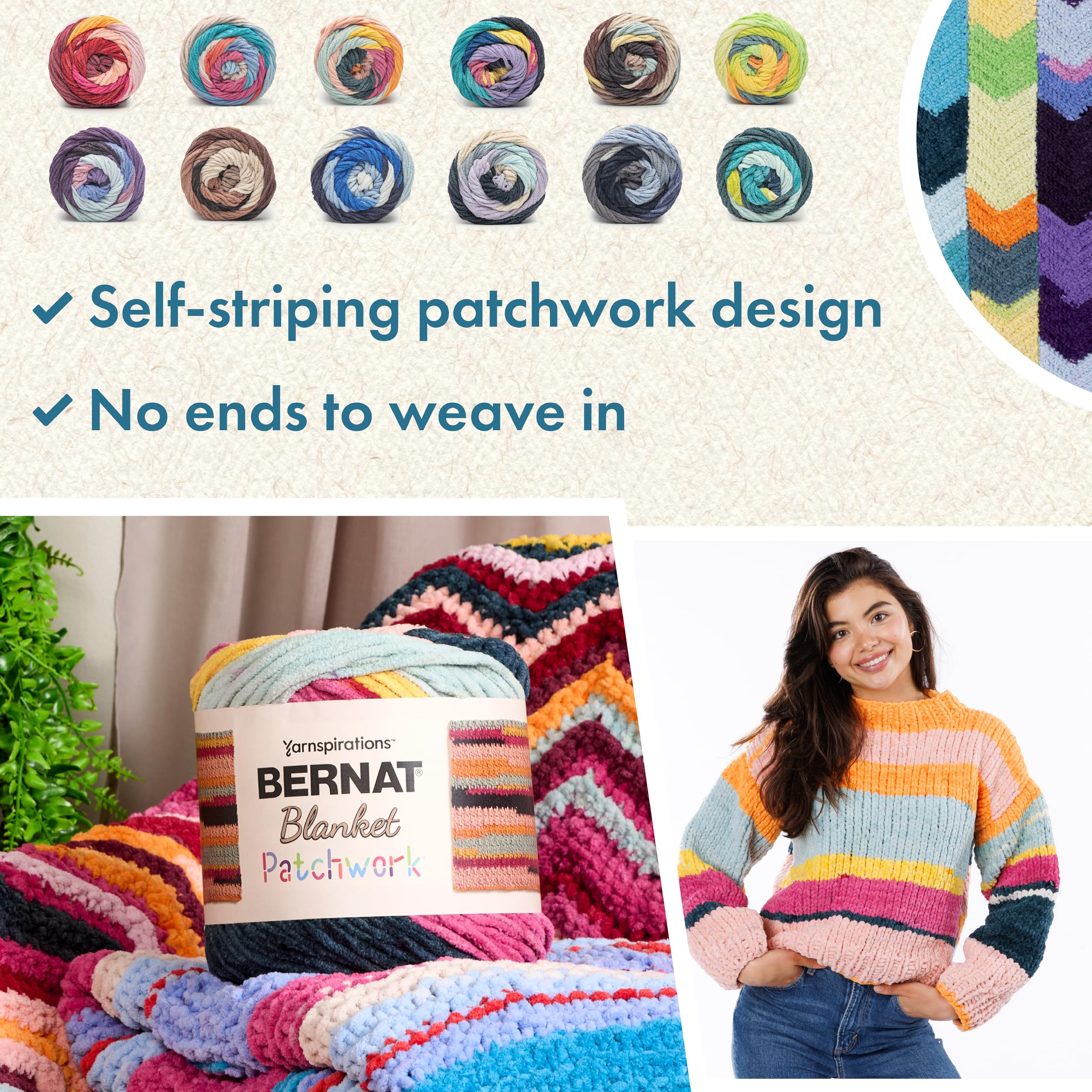 Snapklik.com : Blanket Patchwork Purple Pop Yarn - 2 Pack Of 300g / 10 ...