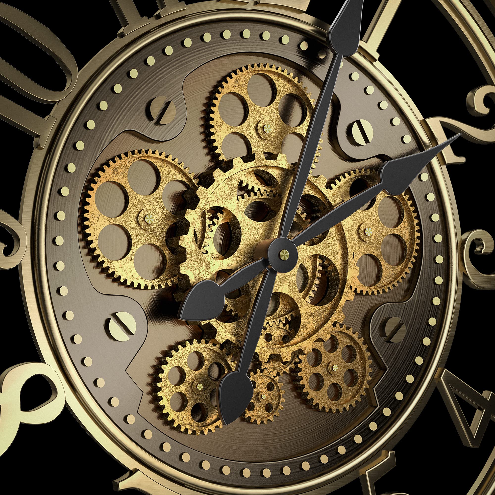 TOKTEKK 21 inch Large Wall Clock with Real Moving Gears, Battery ...