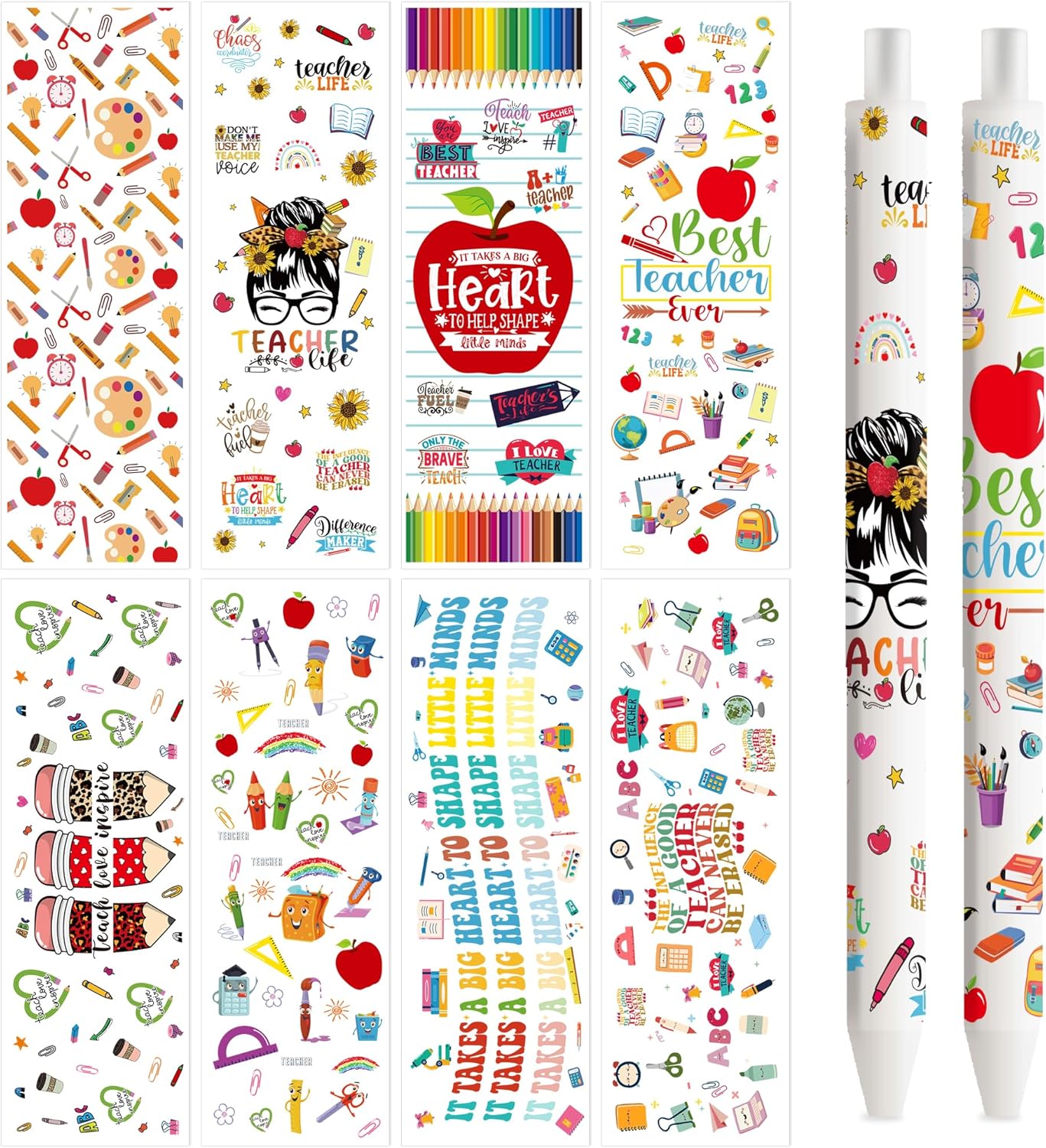 Amazon.com: MENIFEND UV DTF Pen Wraps: 48 Sheets Teacher Themed UV DTF ...