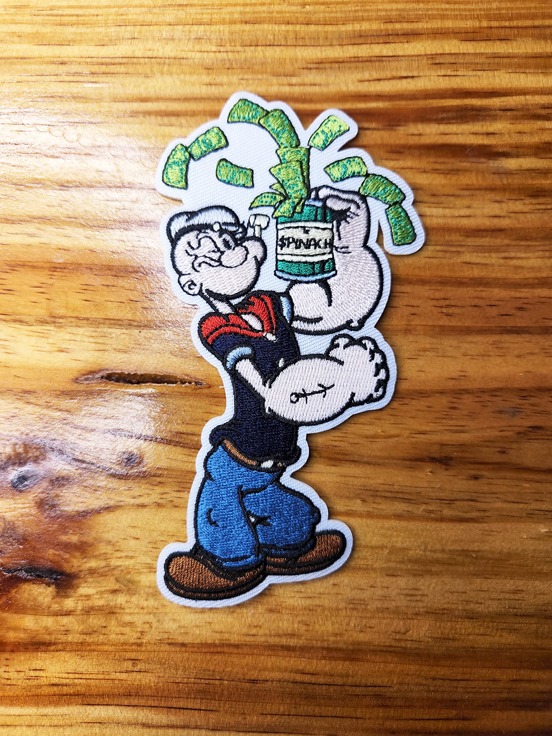 Amazon.com: 5" x 2.75" Popeye with his Money Spinach Embroidered Iron ...