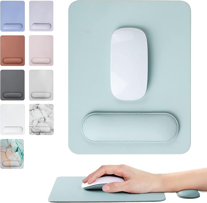 HABITU Vegan Leather Sage Green Mouse Pad with Removable Magnetic Wrist ...