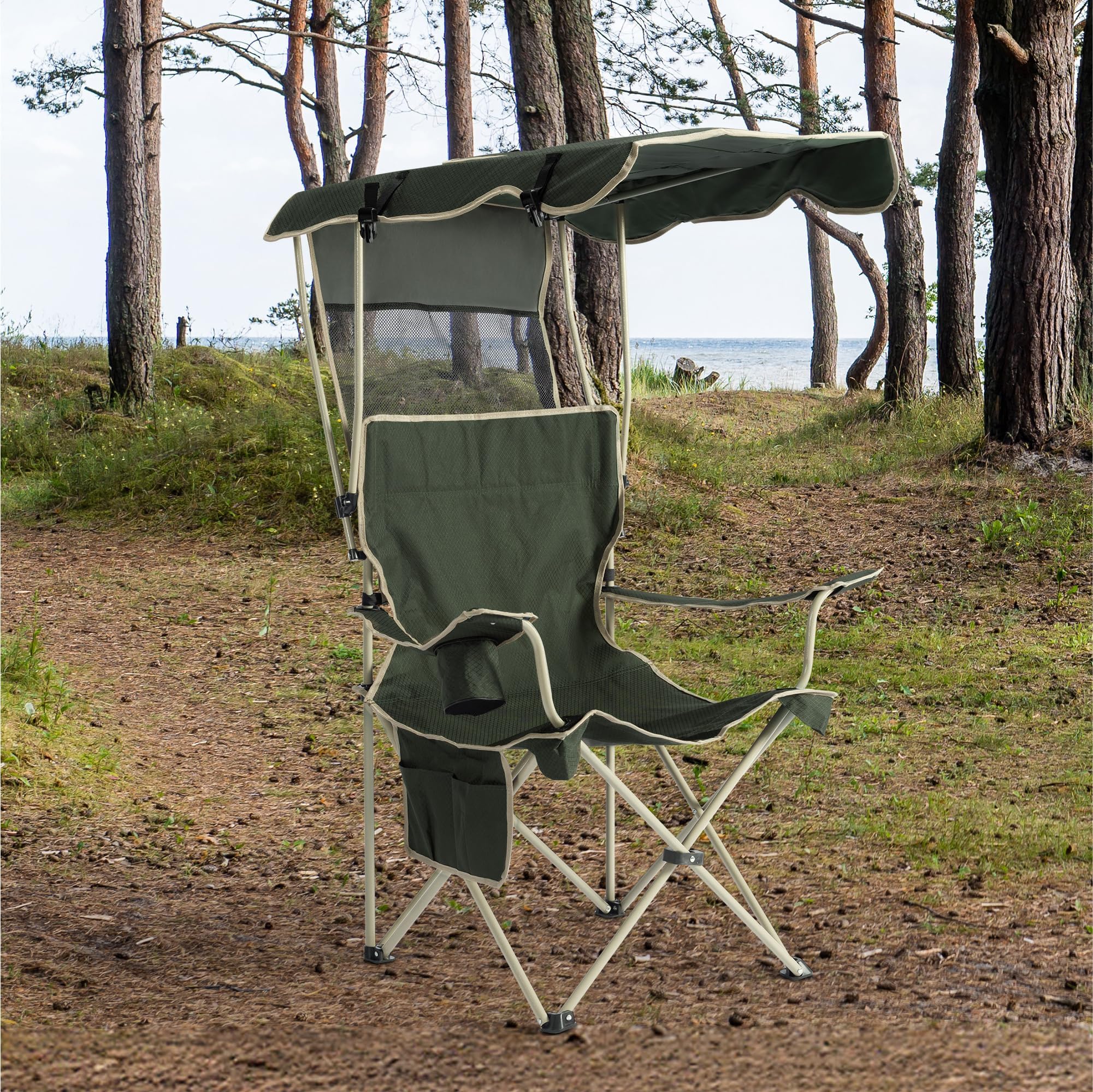 Amazon.com: Navaris Foldable Beach Chair with Canopy Shade - Folding ...