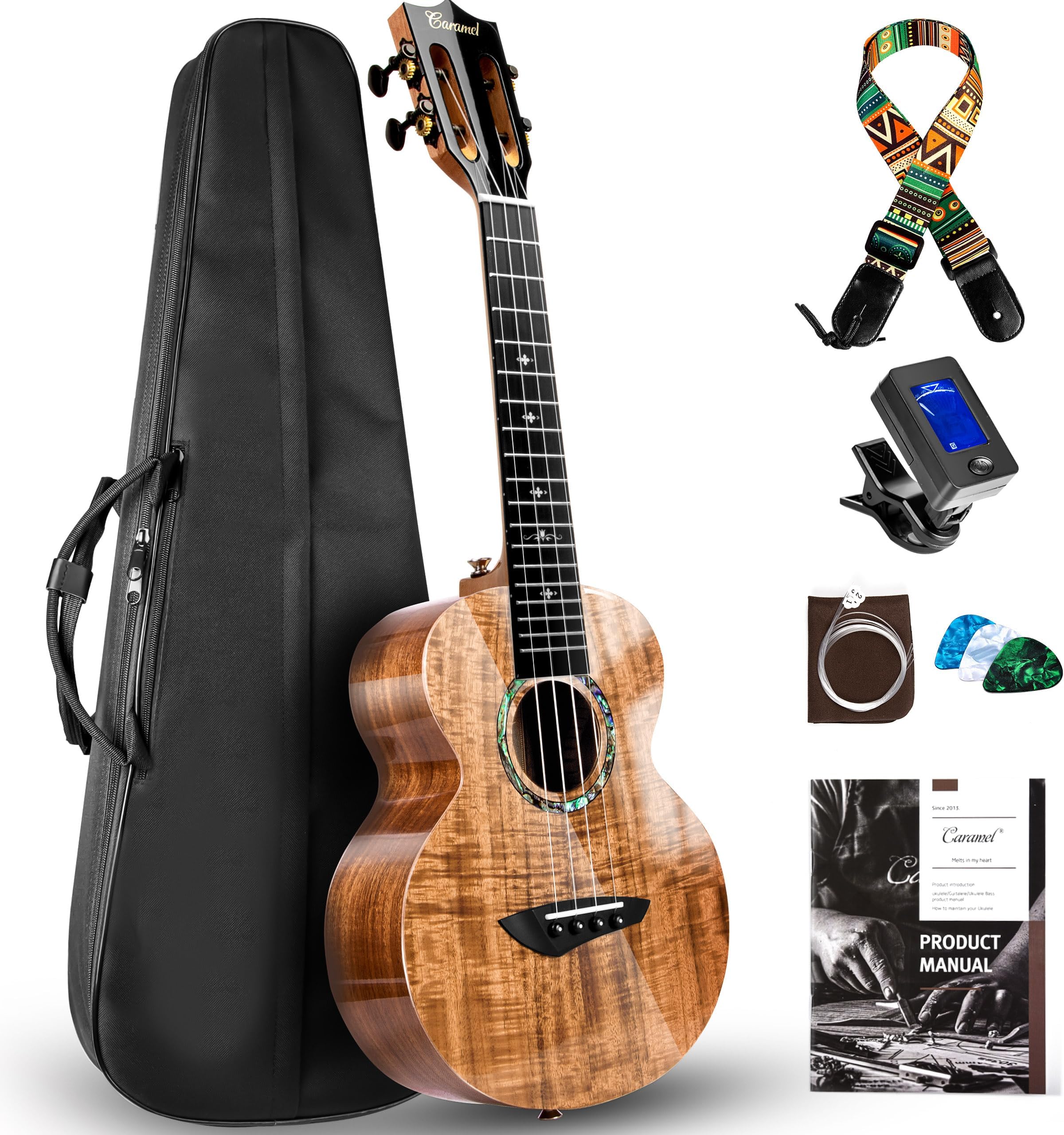 Amazon.com: Enya Round Soprano Ukulele 21 Inch, Mahogany and Ebony with ...