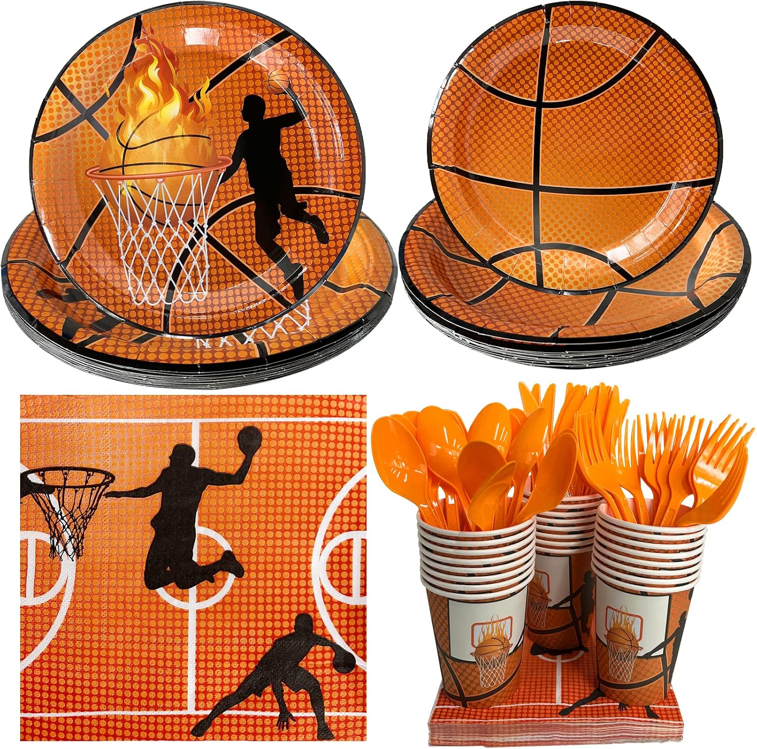 Amazon.com: CIEOVO Basketball Party Supplies - Serves 24 Guest Includes ...