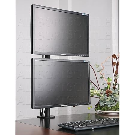 Vertical Stacked Double Monitor Stand Dual Twin LCD LED TFT Computer ...