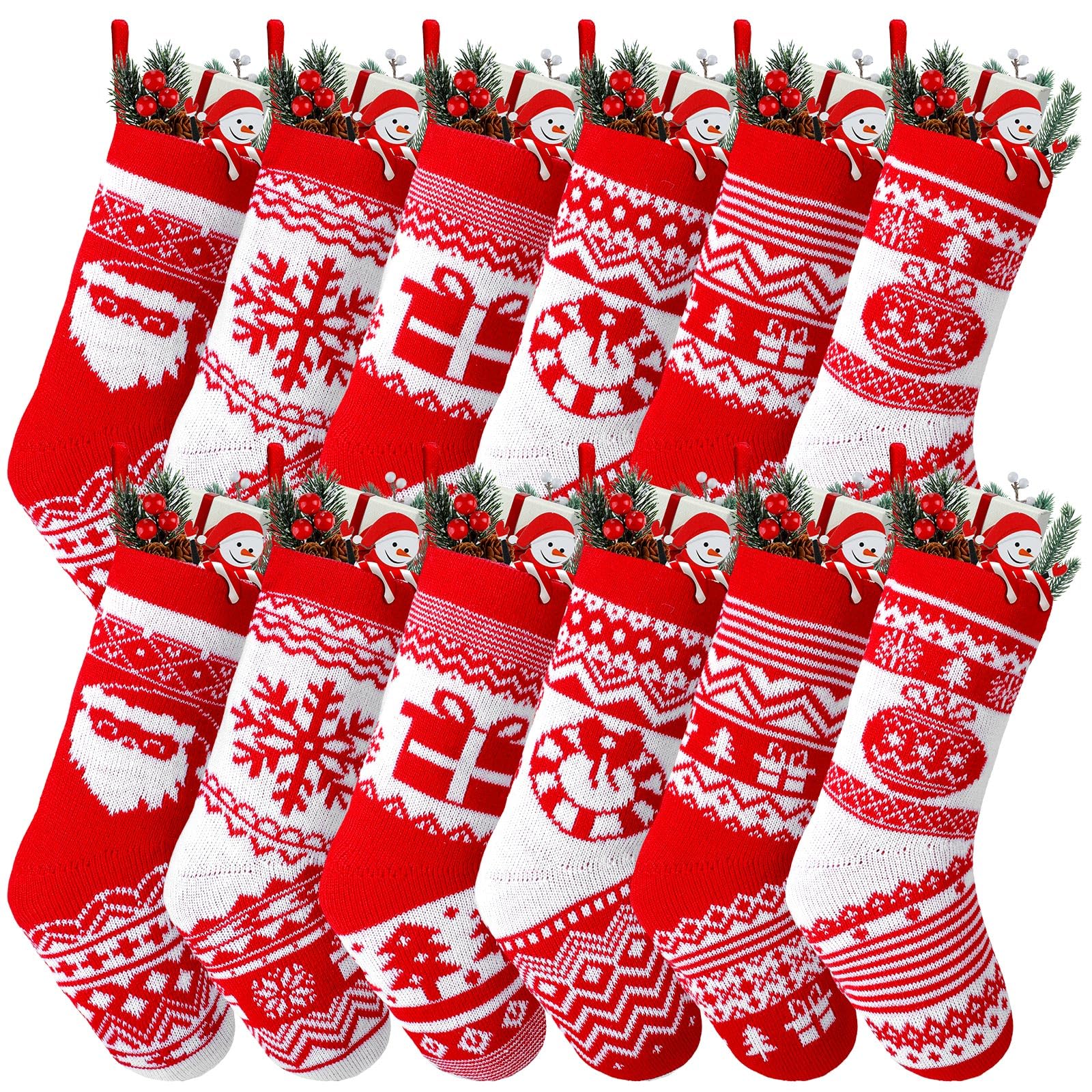 Amazon.com: Liitrsh 12 Pack Christmas Stockings 8 Inches Mini Knitted ...