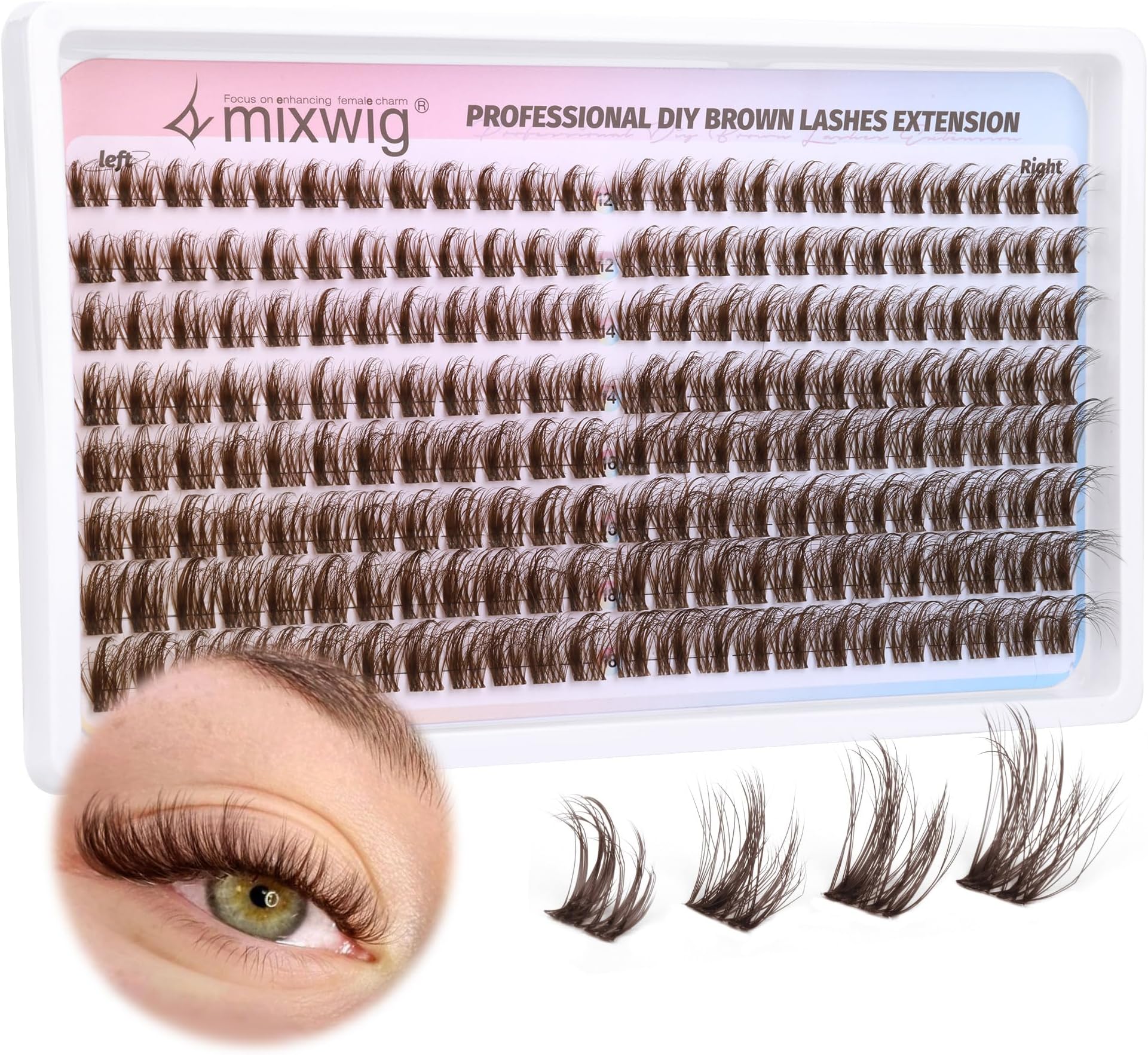 Amazon.com: Brown Lash Clusters Wispy Eyelash Extensions Natural ...