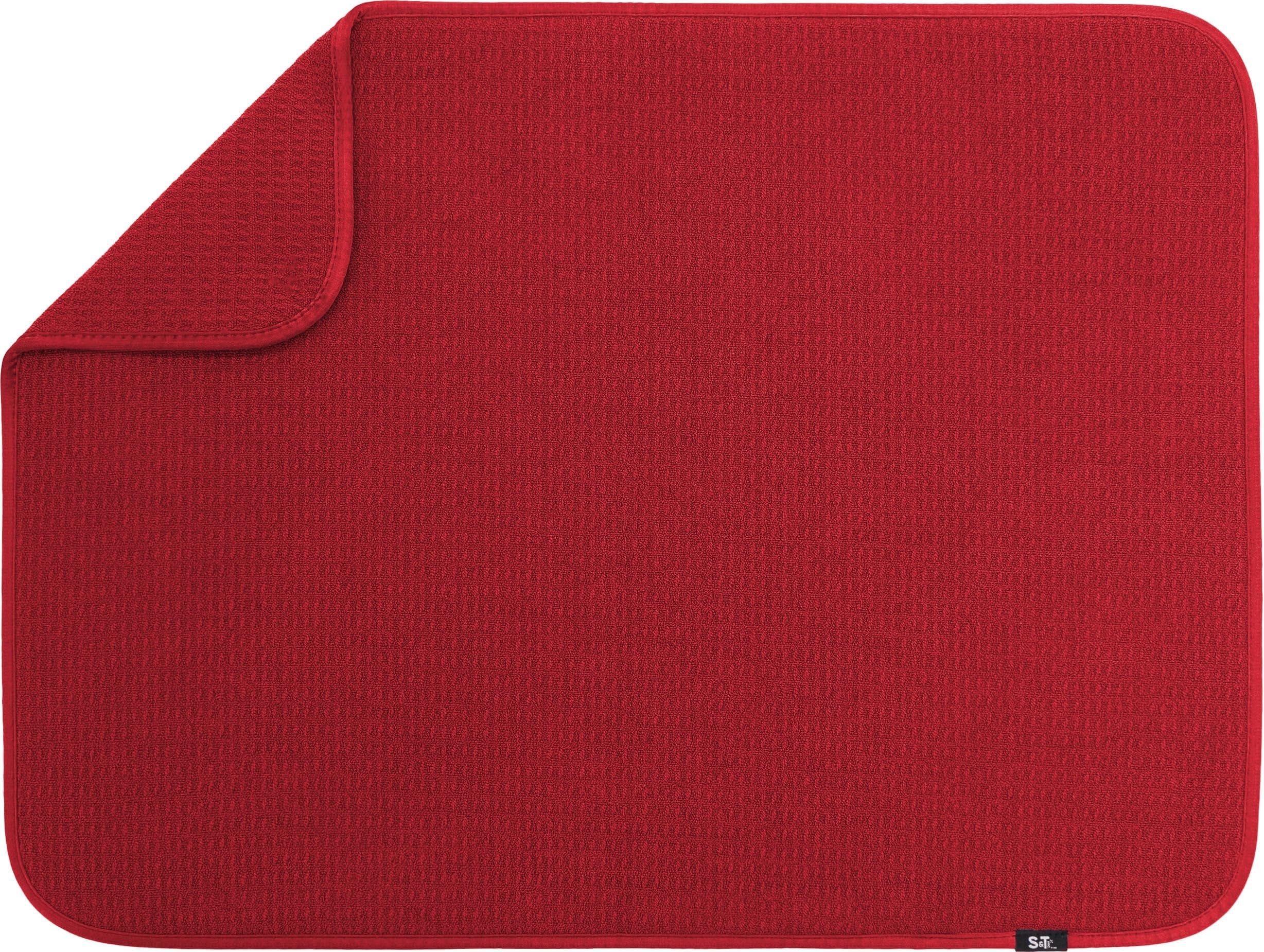 Amazon.com: Home Collection Red Dish Drying Mat - 12" x 18": Home & Kitchen