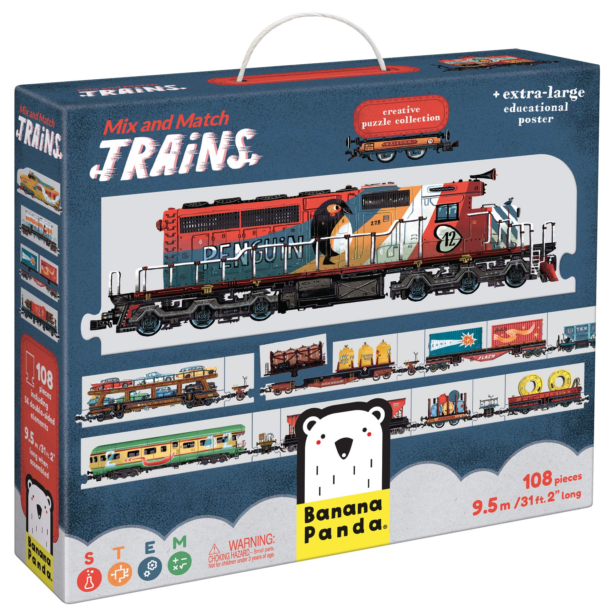 Buy Banana Panda Mix and Match Trains Floor Puzzle - 108 Pieces with 56 ...