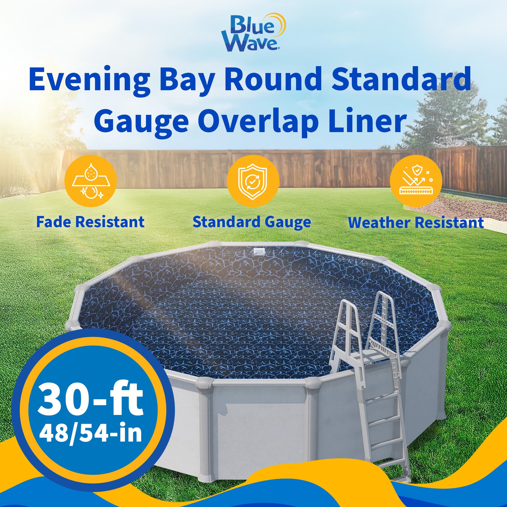 Snapklik.com : Blue Wave Evening Bay Overlap 30 Ft Round Pool Liner For ...