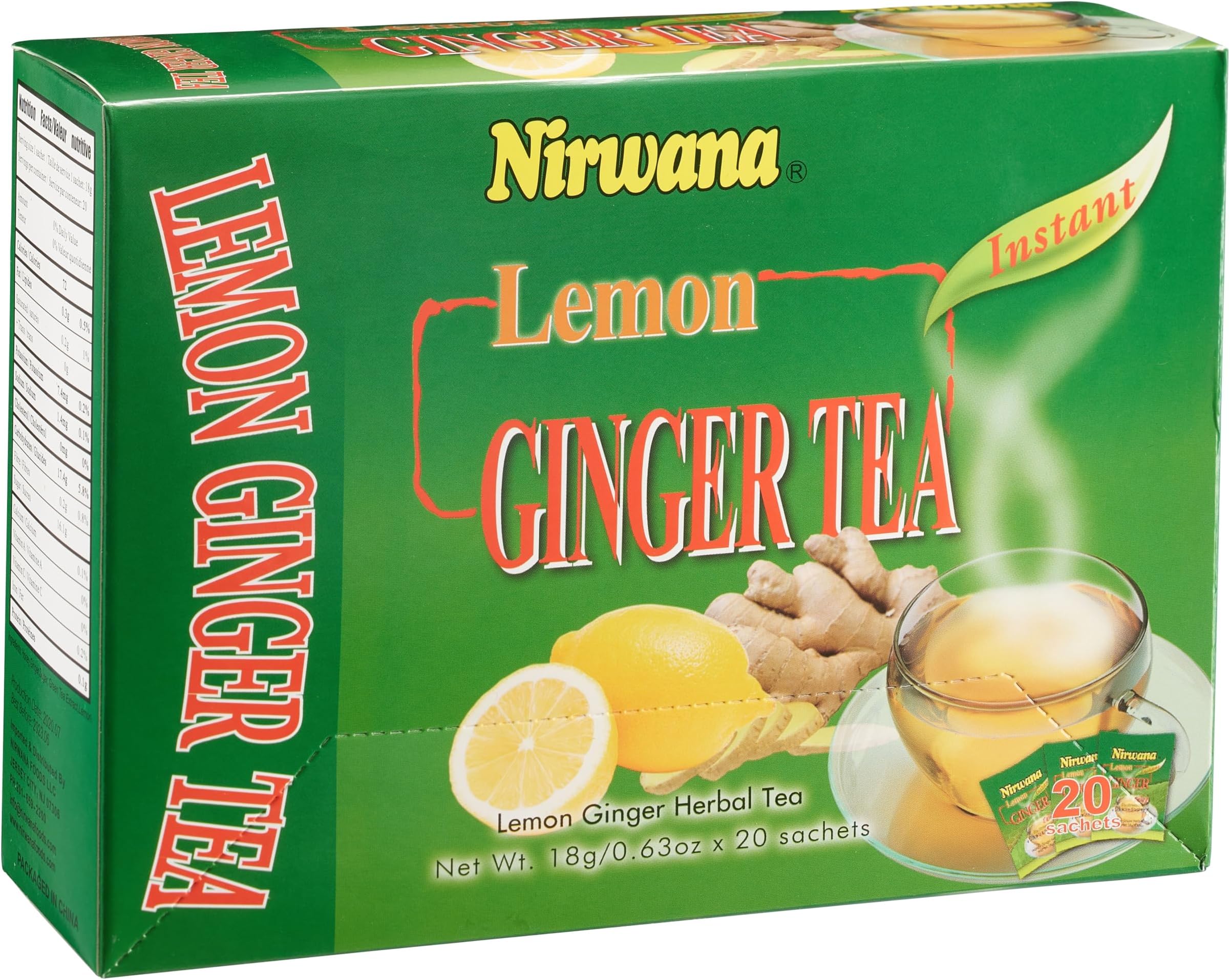 Amazon.com : Nirwana Lemon Ginger Herbal Tea – Refreshing Herbal Blend ...