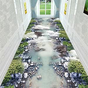 Amazon.com: Houient 3D Illusion Runner Rug, 2x10ft, Pastoral Style Natural Landscape Stone ...