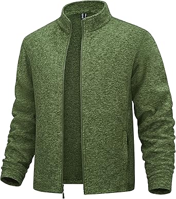 MAGCOMSEN Men's Fleece Full Zip Jacket Lightweight Stand Collar Jackets Soft Warm Windproof ...