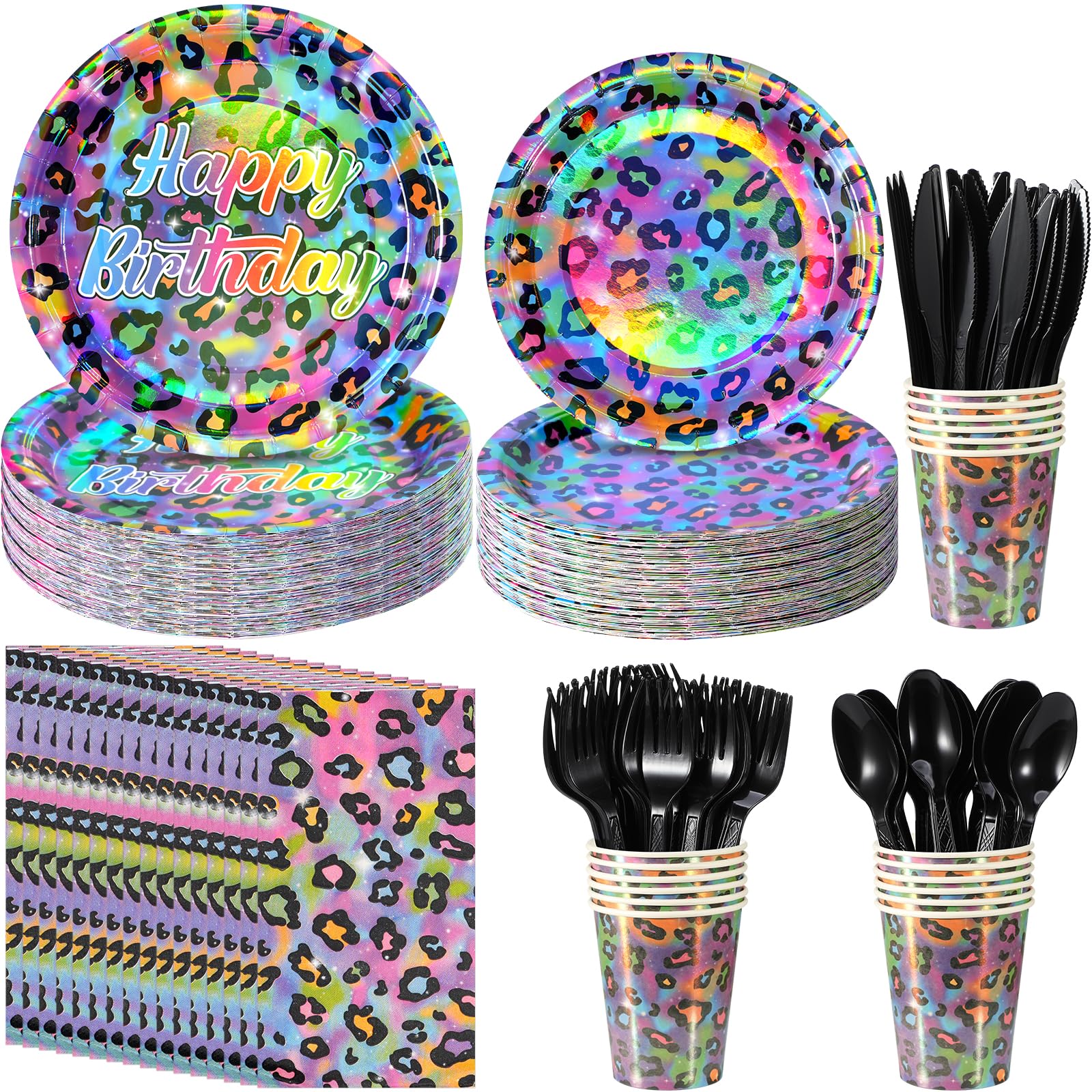 Amazon.com: Cheetah Print Birthday Plates and Napkins Set Serve 25 ...