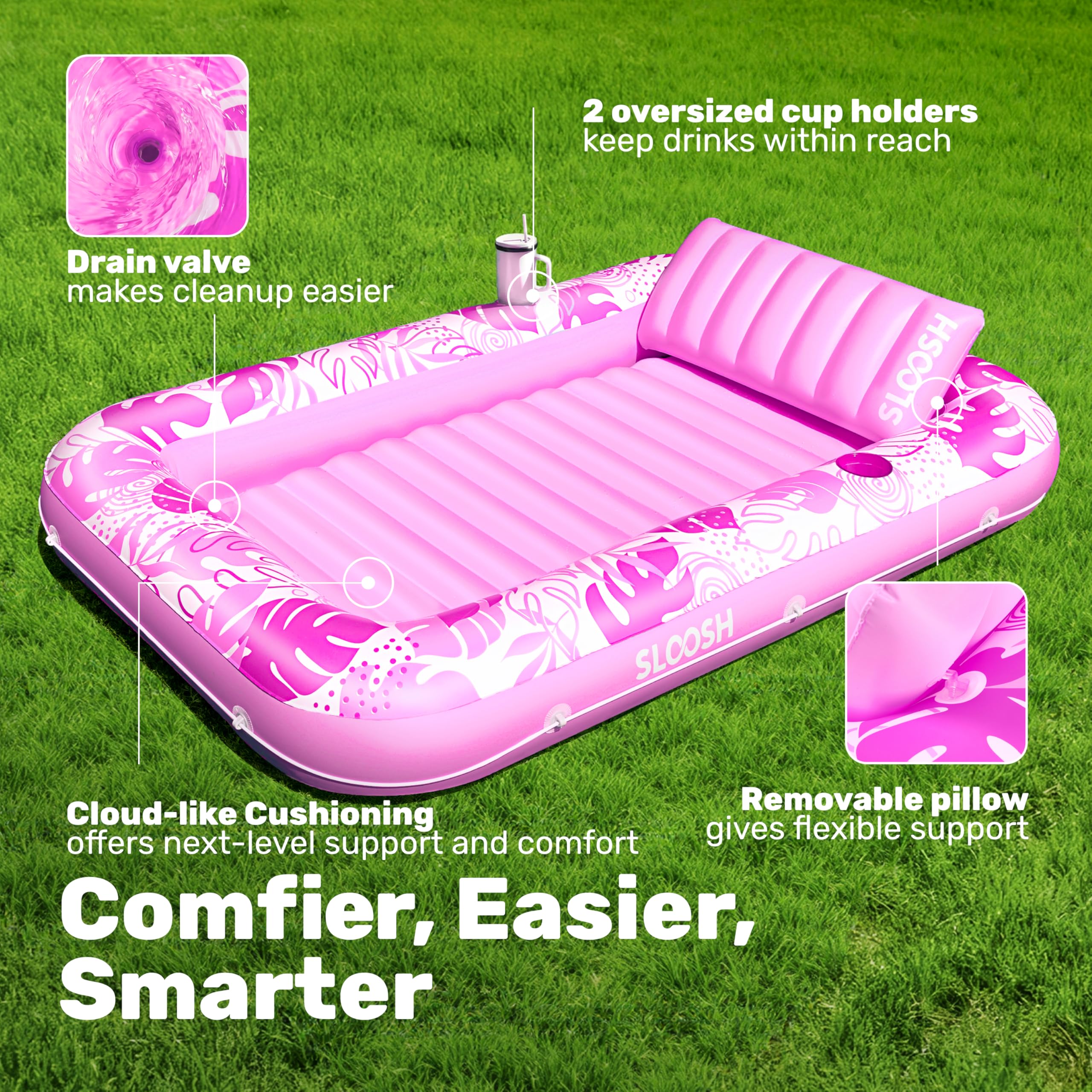 Snapklik.com : SLOOSH Inflatable Tanning Pool Lounger Float, 85" X 57 ...