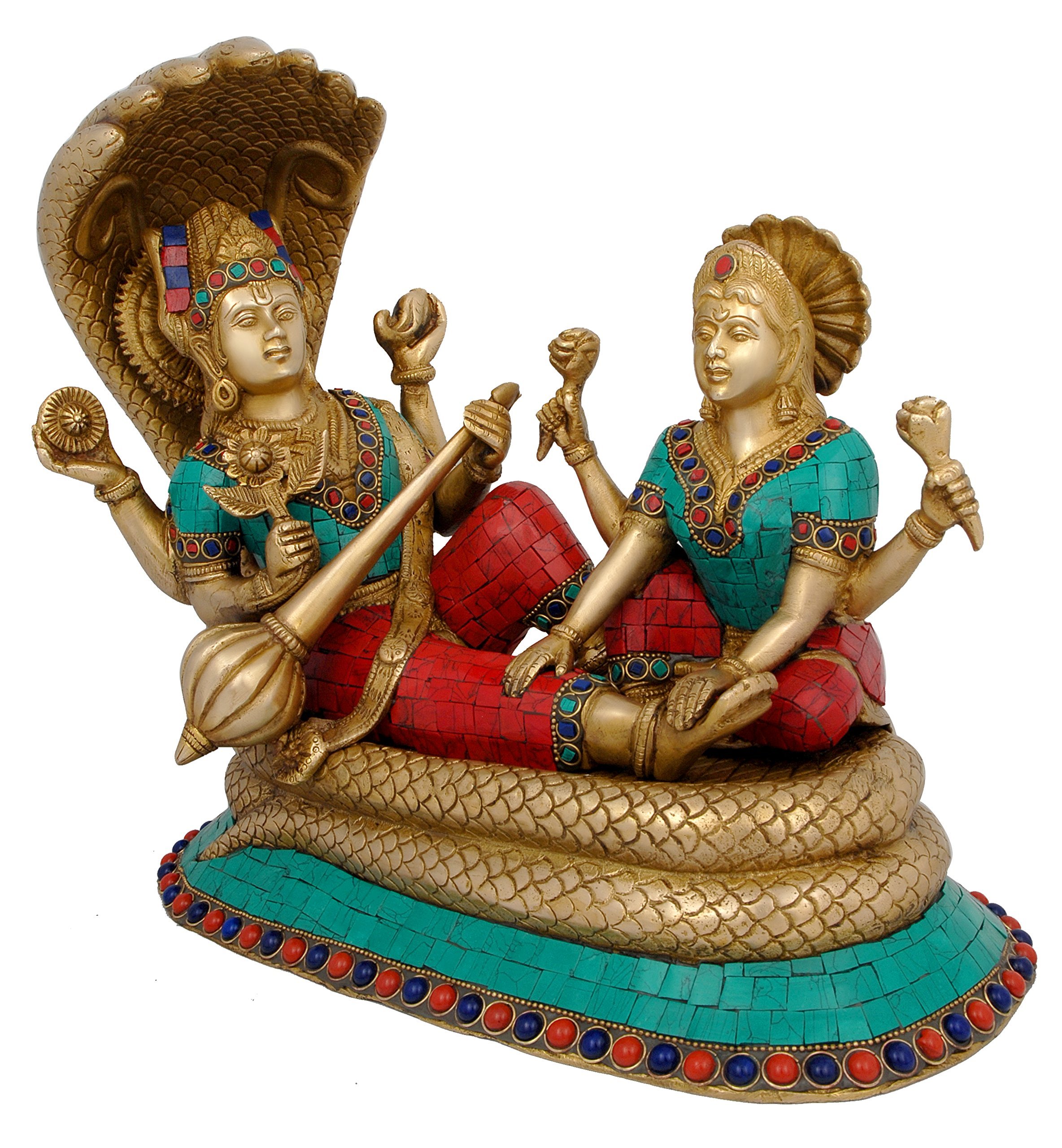 Buy Idol Collections Large Lakshmi Narayan (Laxmi Vishnu) Brass ...