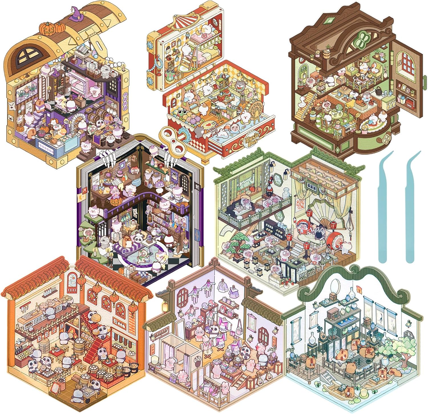 Amazon.com: XYDHQS 8Pcs DIY 3D House Stickers, Cartoon Scene Stickers ...