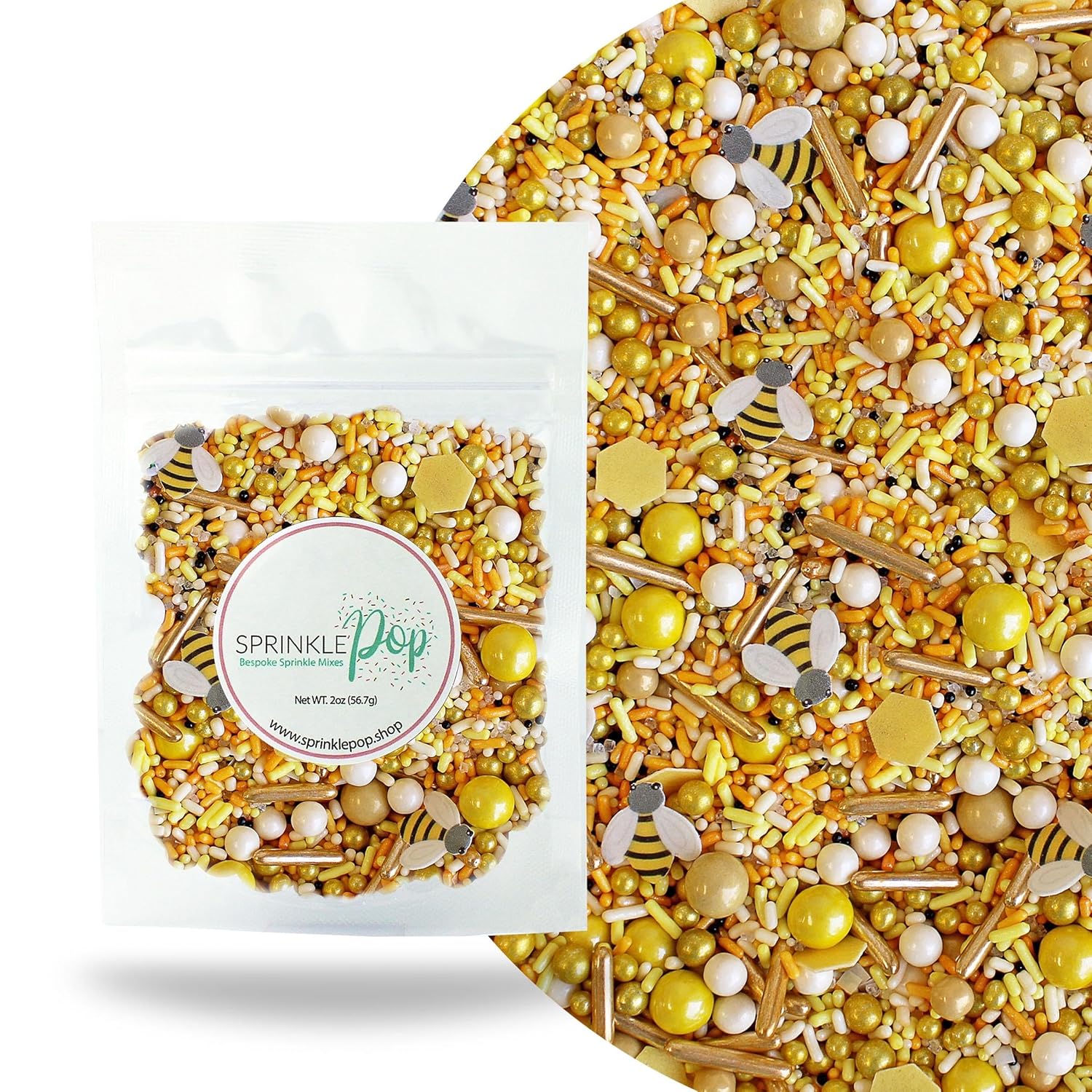 Amazon.com: Sprinkle Pop Honey Bee Sprinkle Mix| Yellow Gold Sprinkles ...
