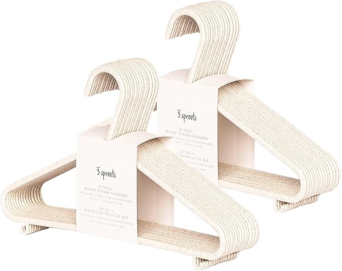 3 Sprouts Wheat Straw Plastic Hangers - 30-Pack Eco-Conscious Baby ...