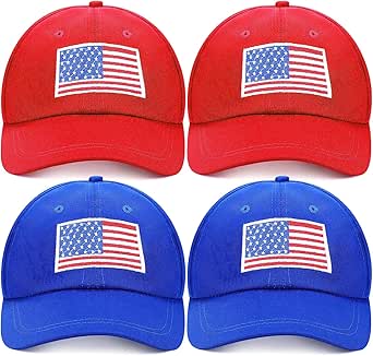 Zoooyawn 4 Pieces American Flag Hat Patriotic USA Patriotic Caps ...