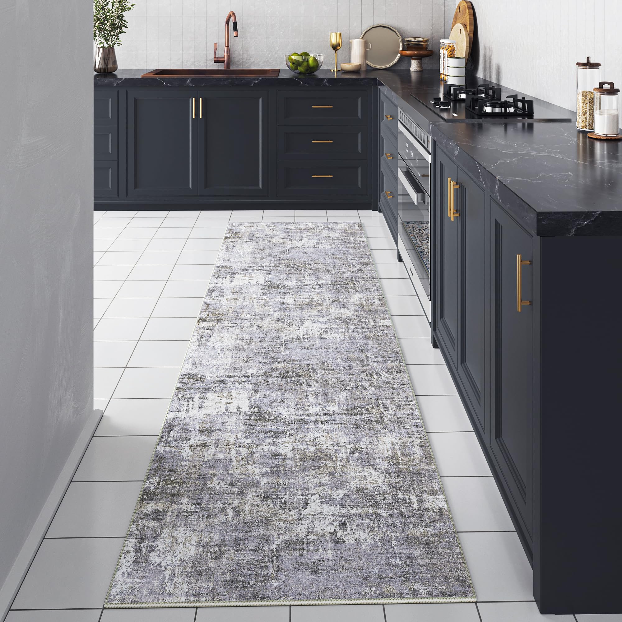 Amazon.com: PureCozy Machine Washable Runner Rug 2x6 Grey Hallway ...