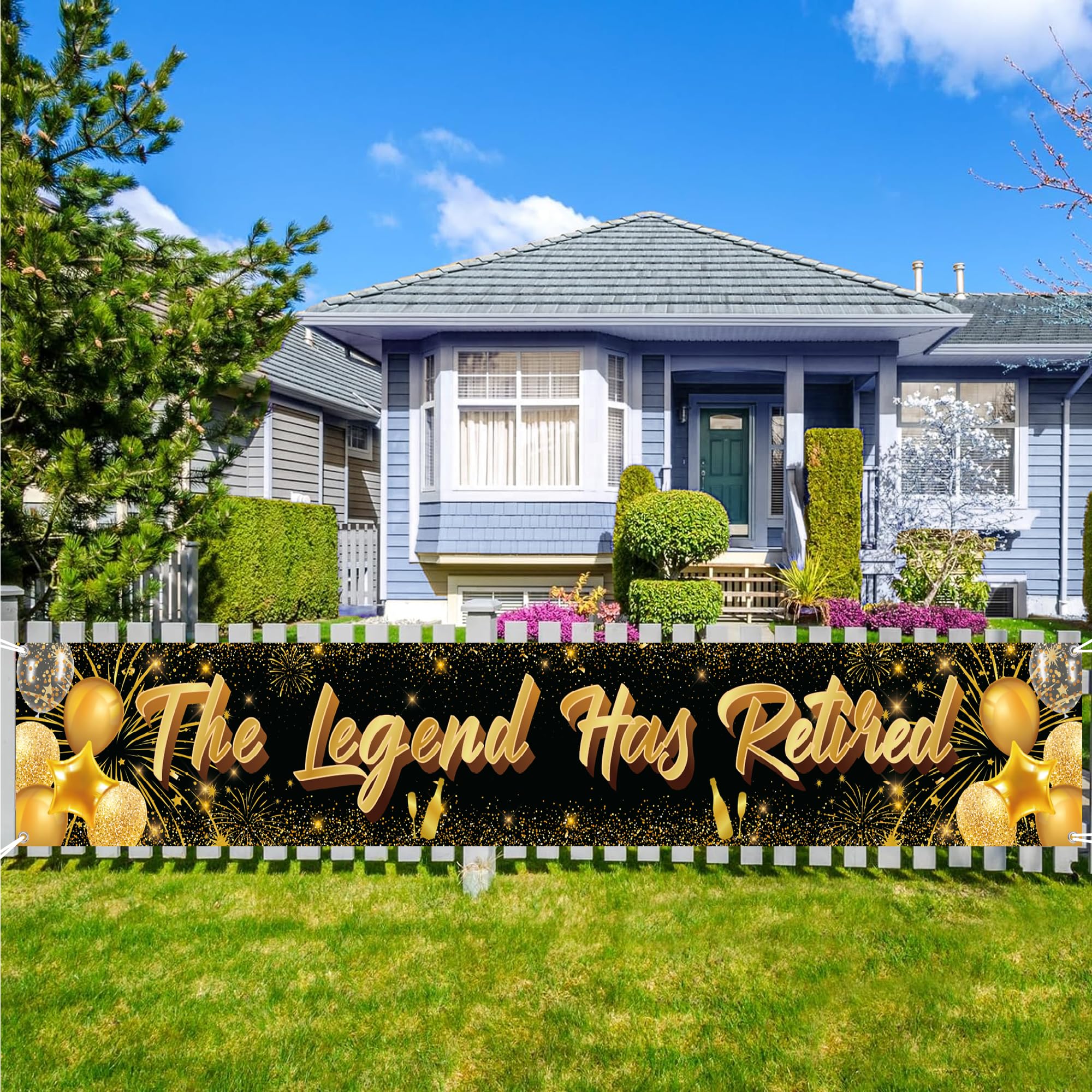 Happy Retirement Banner Decorations – Black Gold The Legend Has Retired ...