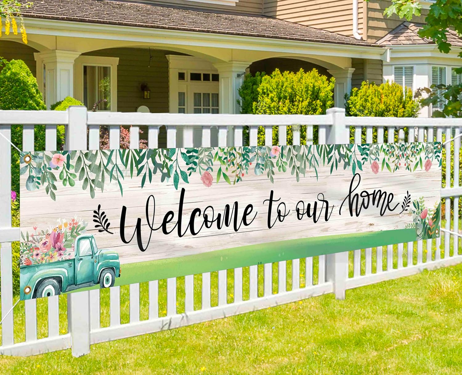 Amazon.com : HHERCICIM Spring Welcome to Our Home Banner 8.2x1.64 Ft ...