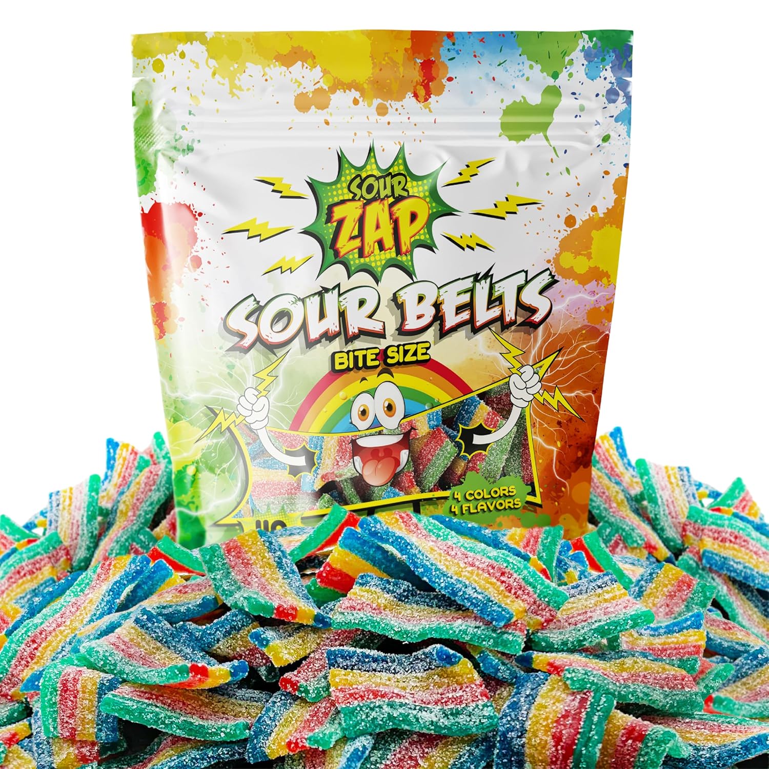 Amazon.com : SourZap Sour Belts | 8-Ounce Pack | Bite-Size Gummy Candy ...
