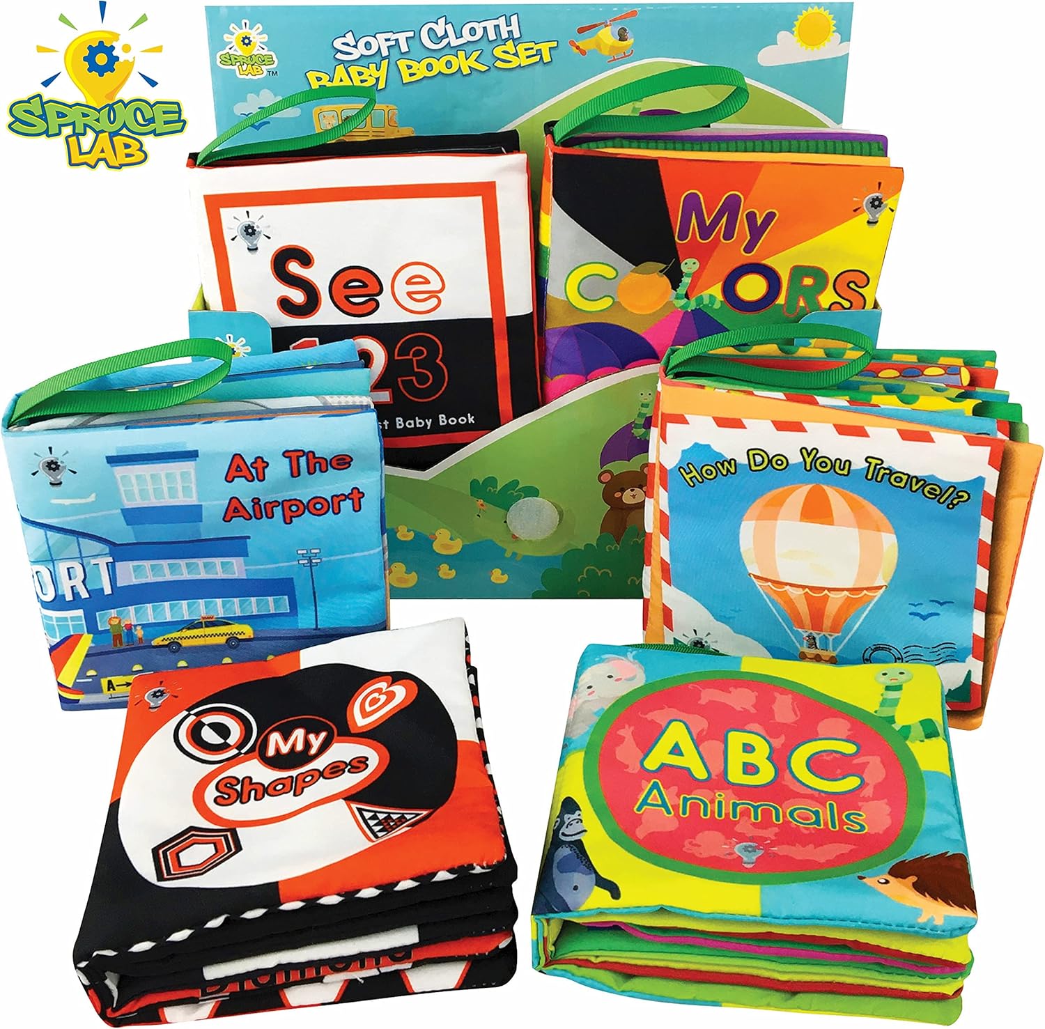 Amazon.com: Spruce Lab Educational Soft Baby Books - 6 Cloth Book Set ...