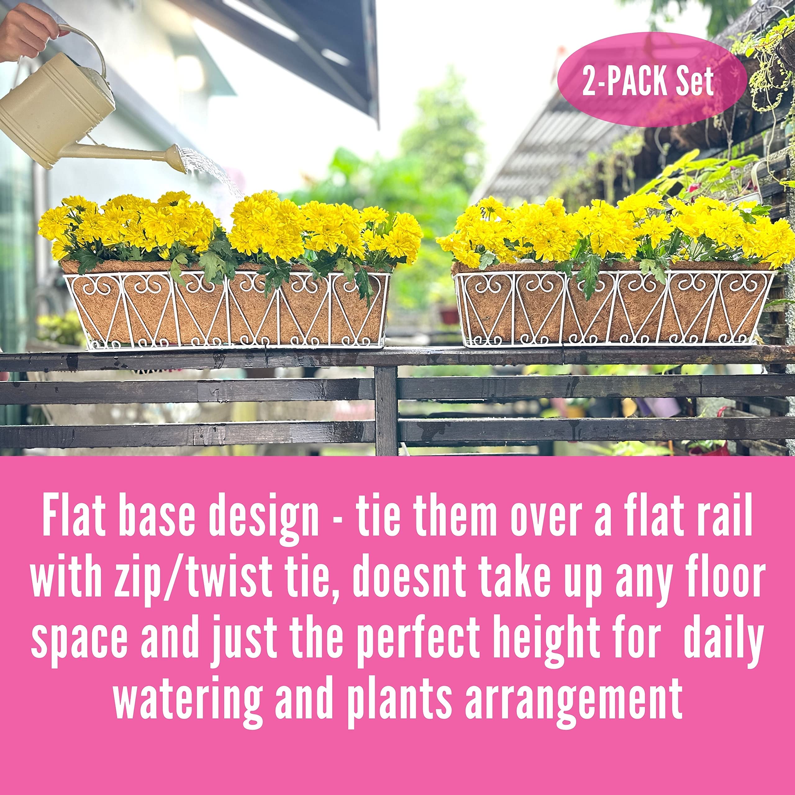 Metal Rectangular Planters With Coco Liner LaLaGreen Window Box Planter ...