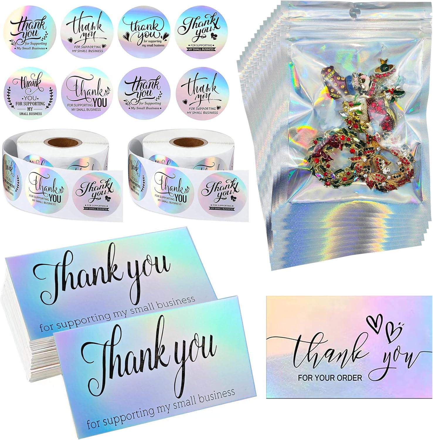 1130Pcs Thank Cards and Stickers Set with Resealable Packaging Bag ...