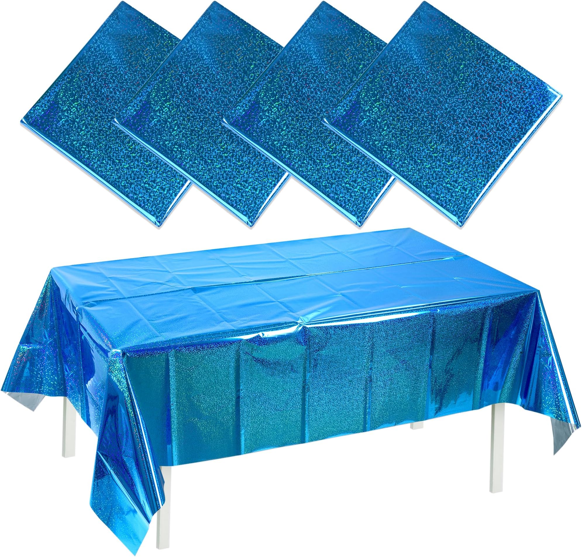Amazon.com: 6 Pack Iridescent Blue Plastic Tablecloth, FunnyPars Shiny ...