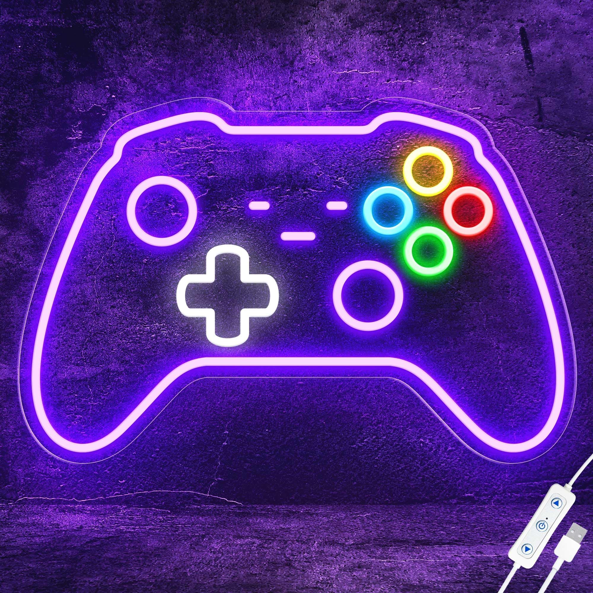 VIYAQIBEI Game On Neon Sign, Gamer Neon Sign for Boys Room,15.7 * 5.6 ...